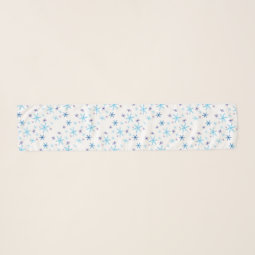 Blue and White Snowflakes Chiffon Scarf | Zazzle