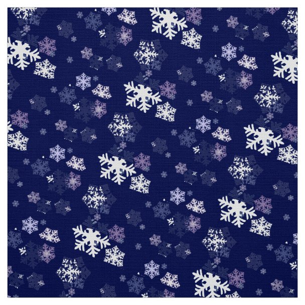 Winter snowflakes pattern on blue fabric | Zazzle