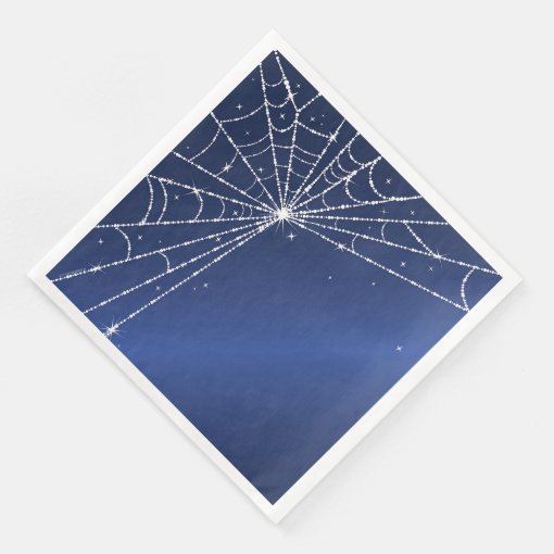 Blue and White Sparkling Diamond Spider Web Paper Dinner Napkins | Zazzle