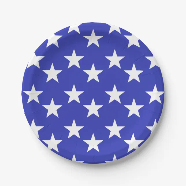 Blue and White Stars Paper Plate | Zazzle