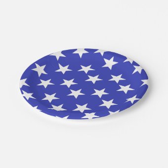 Blue and White Stars Paper Plate | Zazzle