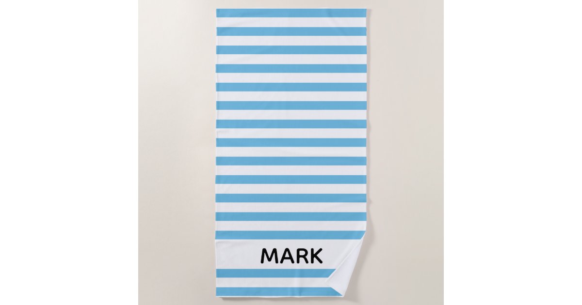 Blue And White Striped Personalized Beach Towel | Zazzle.com