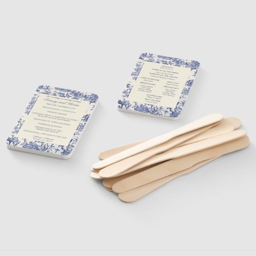 Blue and White Toile Hand Fan | Zazzle