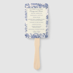 Blue and White Toile Hand Fan | Zazzle