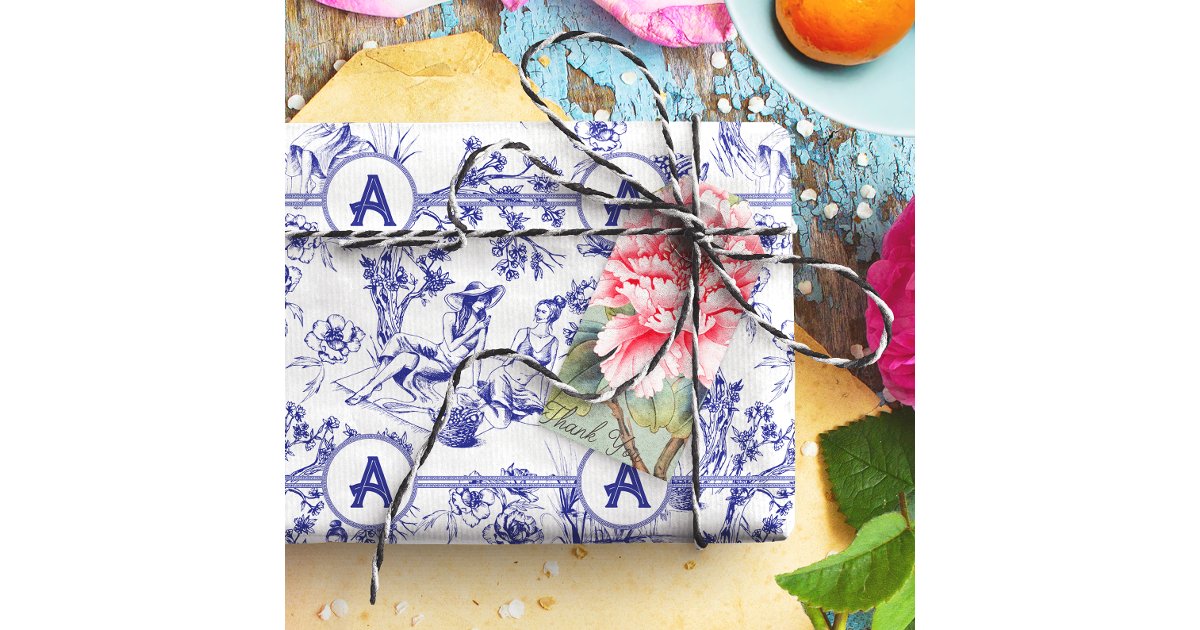 Blue and White Toile Tissue Paper | Zazzle
