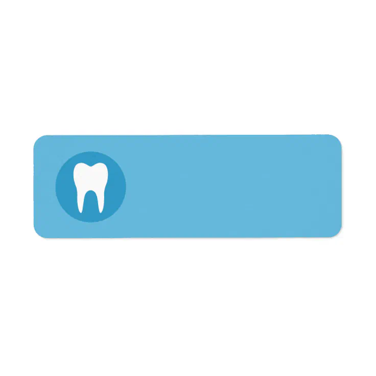 Blue and white tooth logo dentist dental blank label | Zazzle