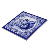 Blue and White Woodland Squirrel Folk Animal Art Ceramic Tile | Zazzle