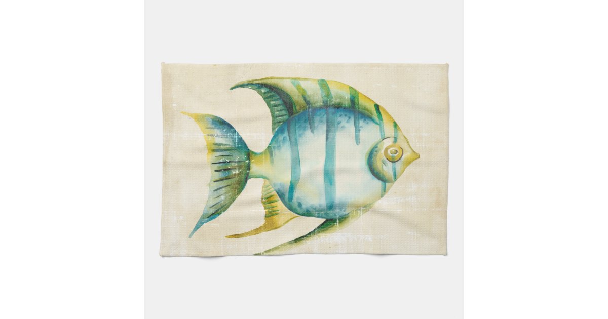 Blue and Yellow Aquarium Fish Towel | Zazzle