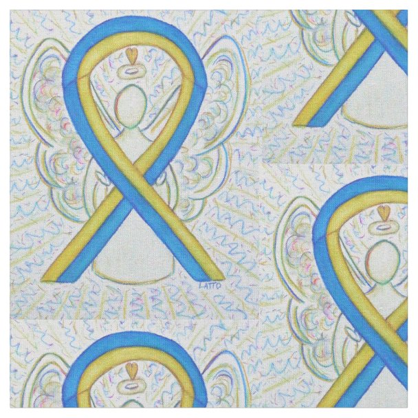 Down's Syndrome Awareness Ribbon Custom Material Fabric | Zazzle