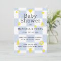 Blue and Yellow Checker Baby Shower Invitation | Zazzle