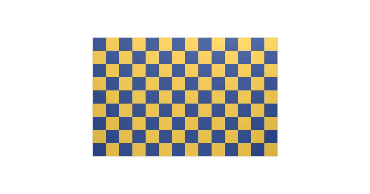 Blue and yellow checkerboard pattern fabric | Zazzle