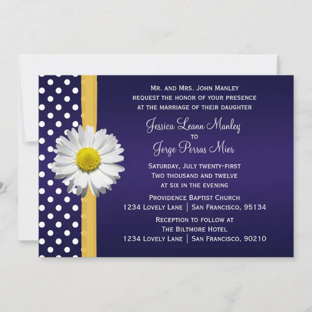 Blue and Yellow Daisy Wedding Invitation | Zazzle