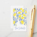Blue and yellow lemon vines wedding the details enclosure card | Zazzle
