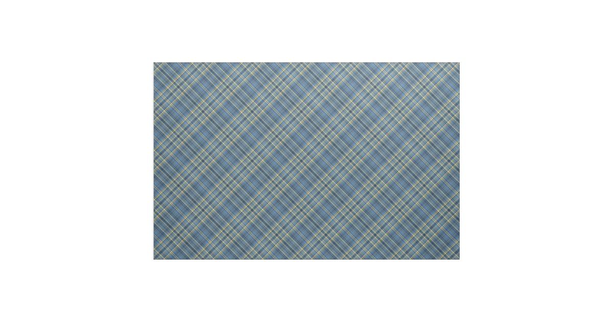 Blue and yellow plaid fabric | Zazzle