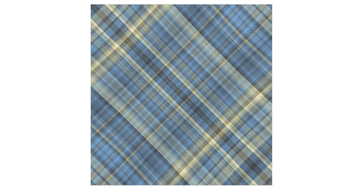 Blue and yellow plaid fabric | Zazzle