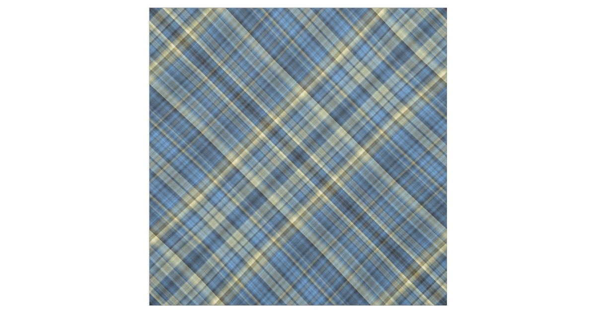 Blue and yellow plaid fabric | Zazzle