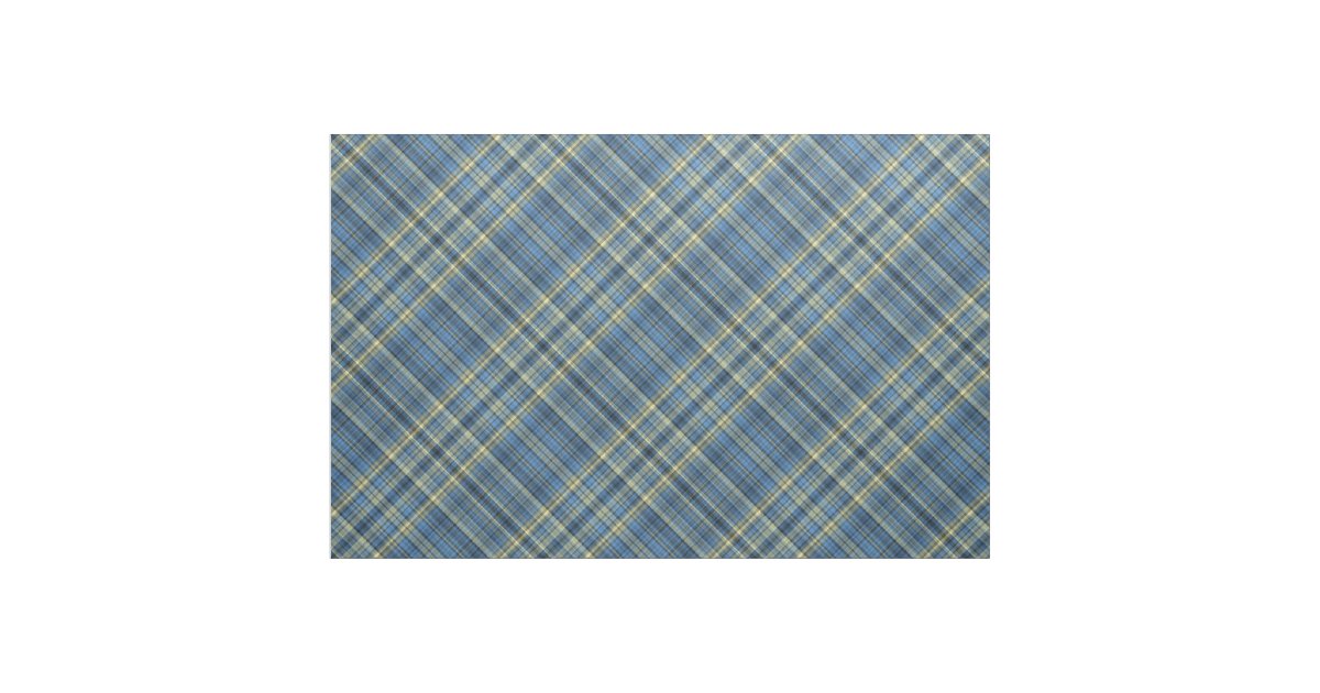 Blue and yellow plaid fabric | Zazzle