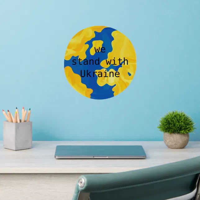 Blue and Yellow Planet - Stand with Ukraine Wall Decal | Zazzle