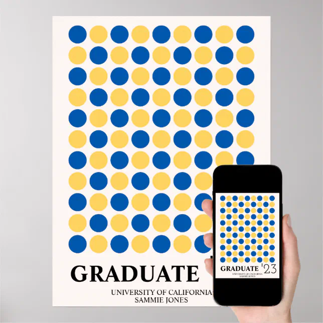 Blue and Yellow Polka Dot Poster | Zazzle