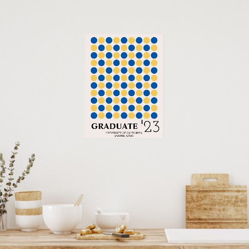 Blue and Yellow Polka Dot Poster | Zazzle