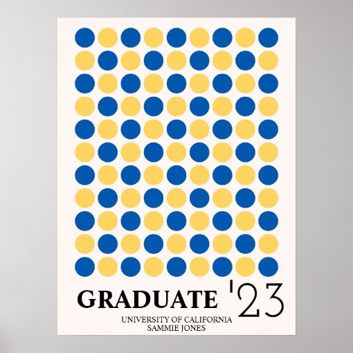 Blue and Yellow Polka Dot Poster | Zazzle