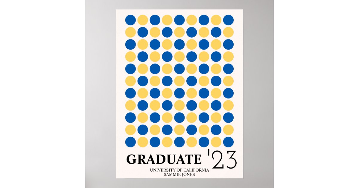 Blue and Yellow Polka Dot Poster | Zazzle