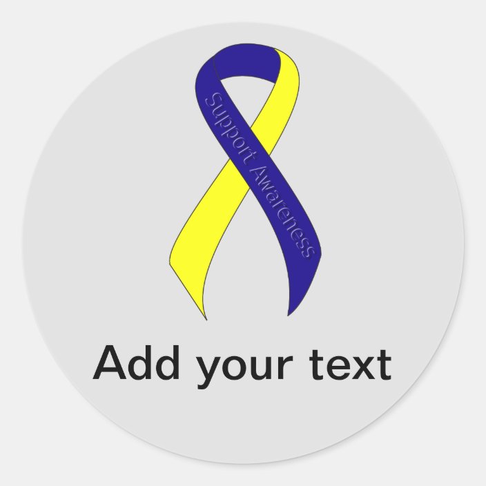 Blue and Yellow Ribbon Support Awareness Classic Round Sticker | Zazzle.com