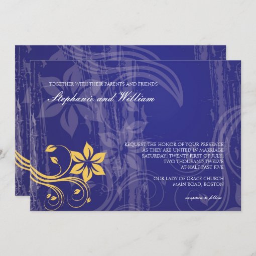 Blue and Yellow Swirl Wedding Invitation | Zazzle