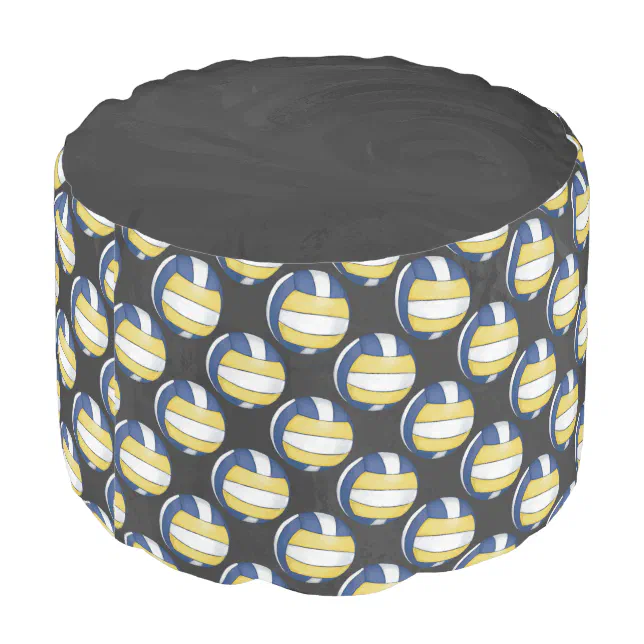 Blue and Yellow Volleyball Patterns Pouf | Zazzle
