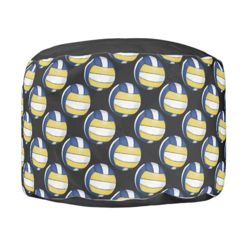 Blue and Yellow Volleyball Patterns Pouf | Zazzle