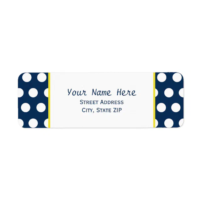Blue and Yellow With Polka Dots Address Label | Zazzle