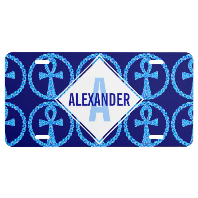 Blue Ankh Symbol Ancient Egypt Wicca Custom License Plate | Zazzle