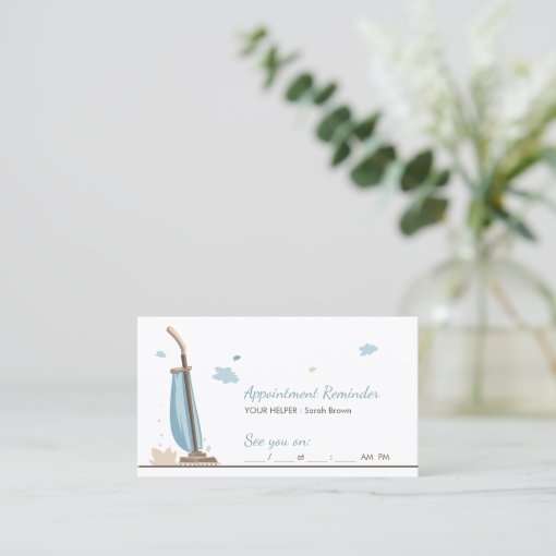 Blue Appointment Reminder House Cleaning Business Card | Zazzle