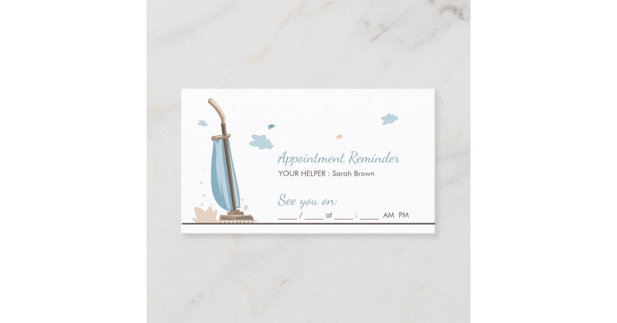 Blue Appointment Reminder House Cleaning Business Card | Zazzle
