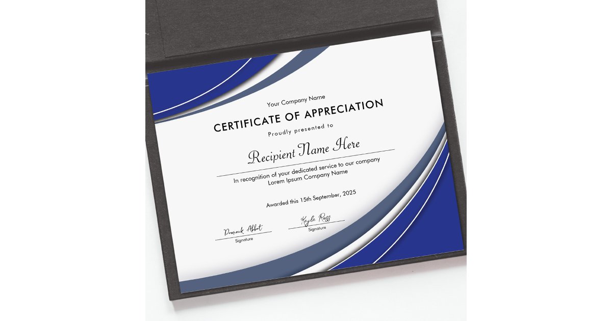 Blue Appreciation Certificate | Zazzle