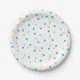 Blue, aqua and yellow spotty party plates | Zazzle
