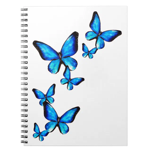 Blue aqua butterfly watercolor Spiral Notebook | Zazzle