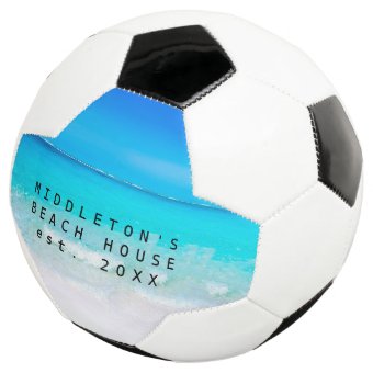 Blue Aqua Ocean Sea Beach Coastal Personal Family Soccer Ball | Zazzle