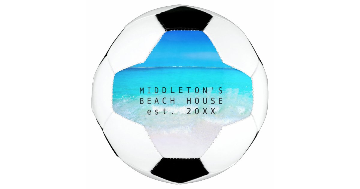 Blue Aqua Ocean Sea Beach Coastal Personal Family Soccer Ball | Zazzle