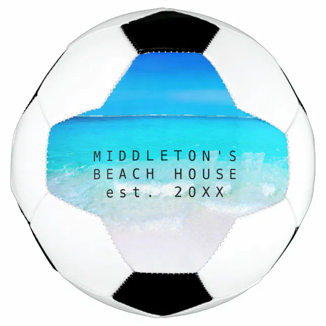 Blue Aqua Ocean Sea Beach Coastal Personal Family Soccer Ball | Zazzle