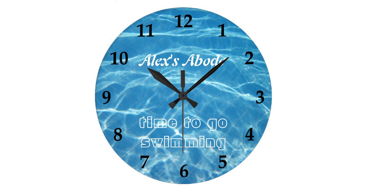 Blue Aquatic Fresh Pool Water Swimming Clear Cool Large Clock | Zazzle.com