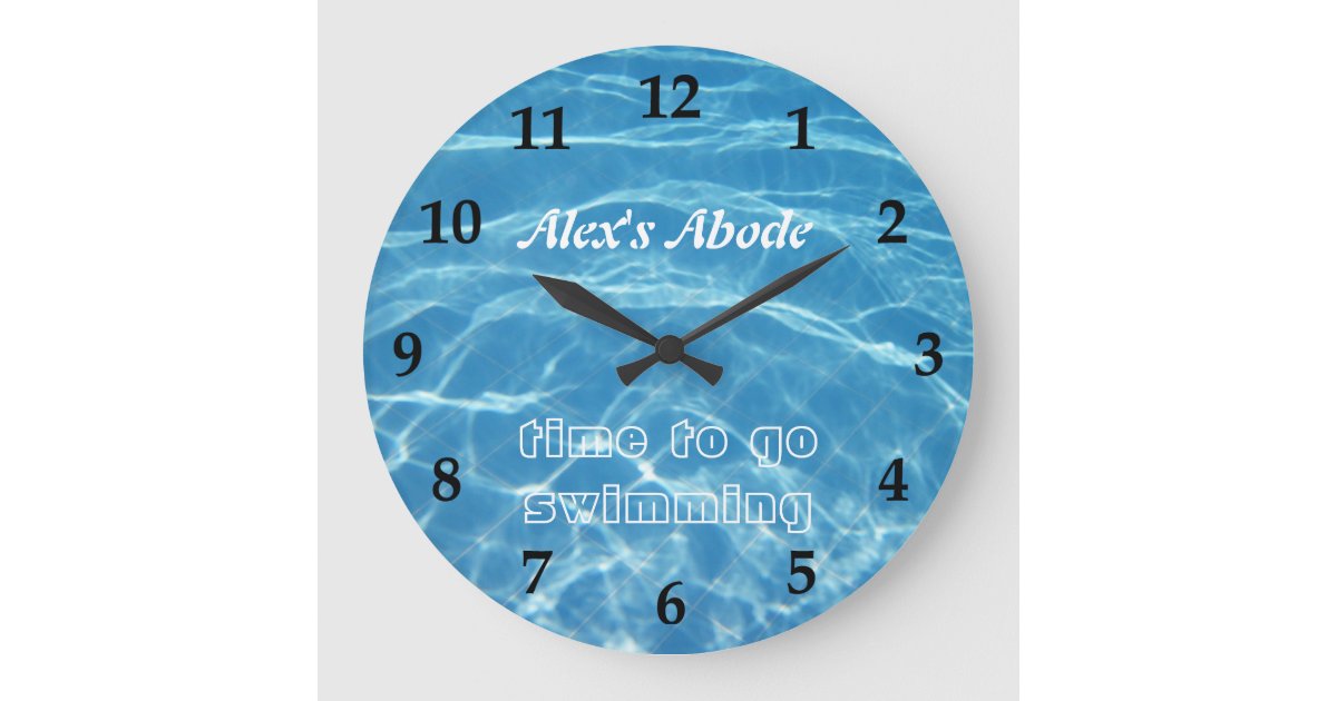 Blue Aquatic Fresh Pool Water Swimming Clear Cool Large Clock | Zazzle