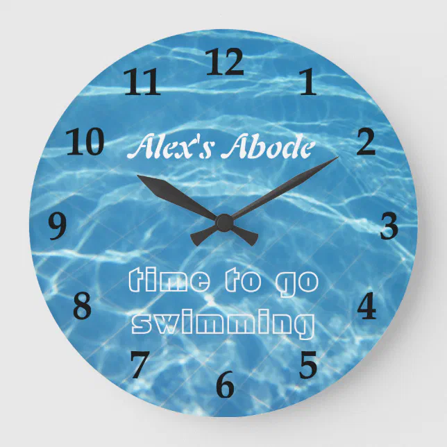 Blue Aquatic Fresh Pool Water Swimming Clear Cool Large Clock | Zazzle