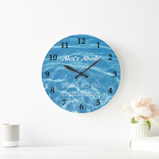 Blue Aquatic Fresh Pool Water Swimming Clear Cool Large Clock | Zazzle
