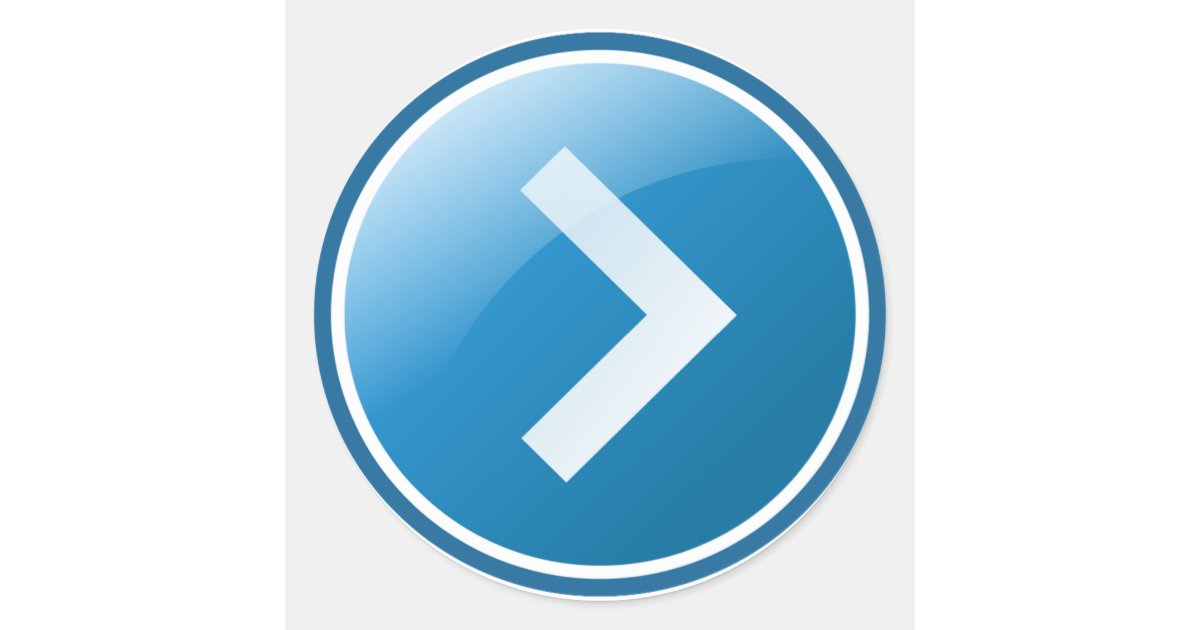 Blue Arrow Button - Right Classic Round Sticker | Zazzle
