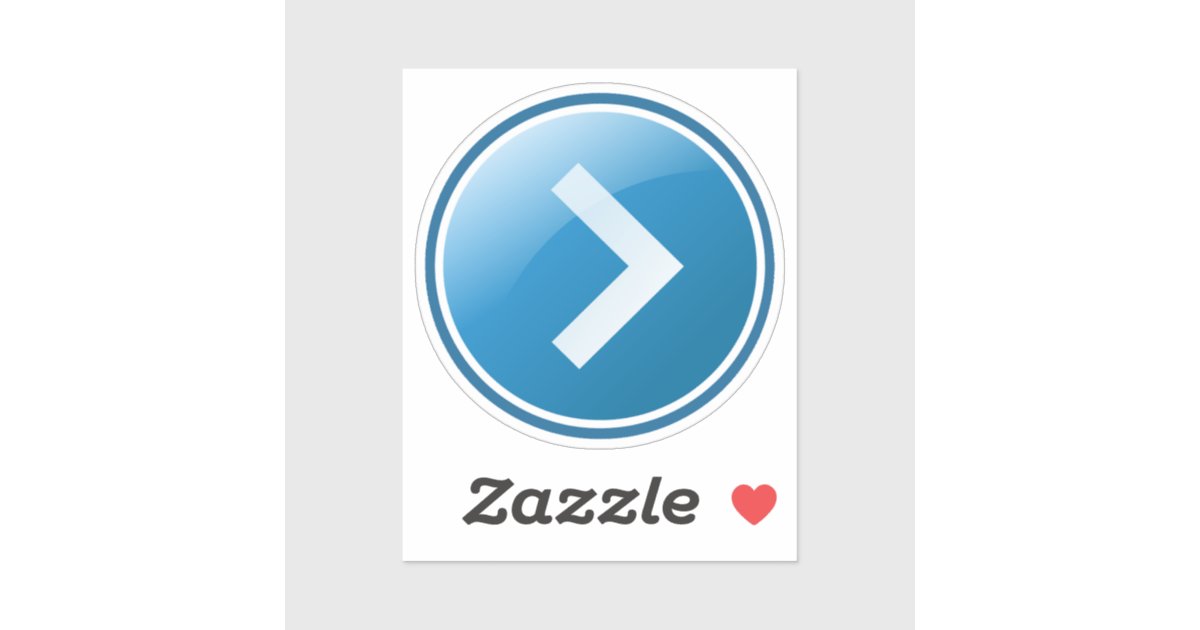 Blue Arrow Button - Right Sticker | Zazzle