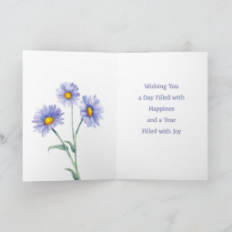 Blue Asters September Birthday Birth Month Flower Card | Zazzle