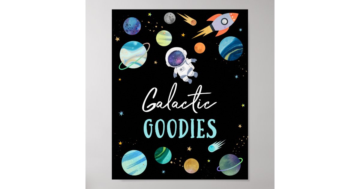 Blue Astronaut Galactic Goodies Birthday Sign | Zazzle