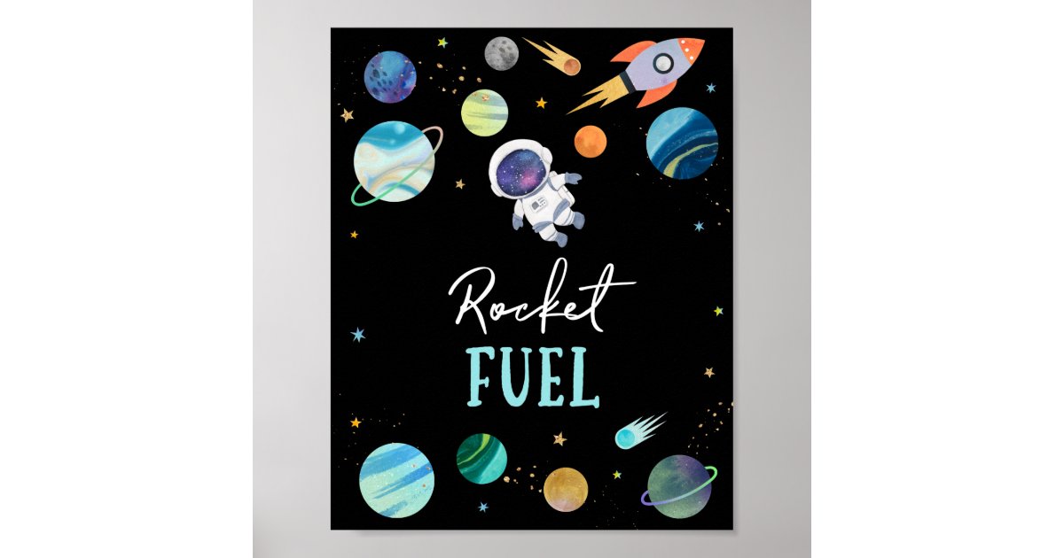 Blue Astronaut Rocket Fuel Birthday Sign | Zazzle