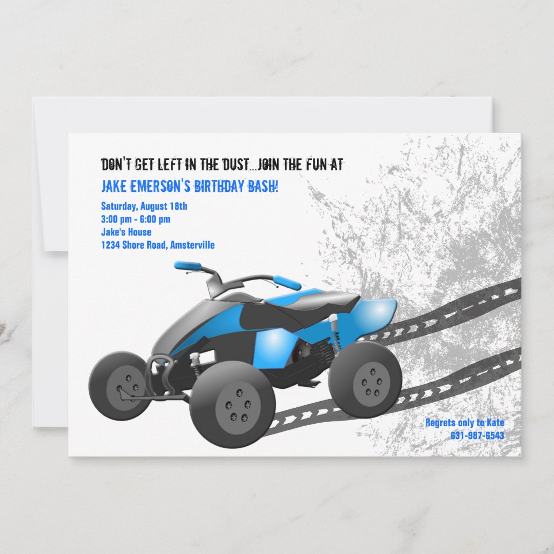 Blue ATV Invitation | Zazzle